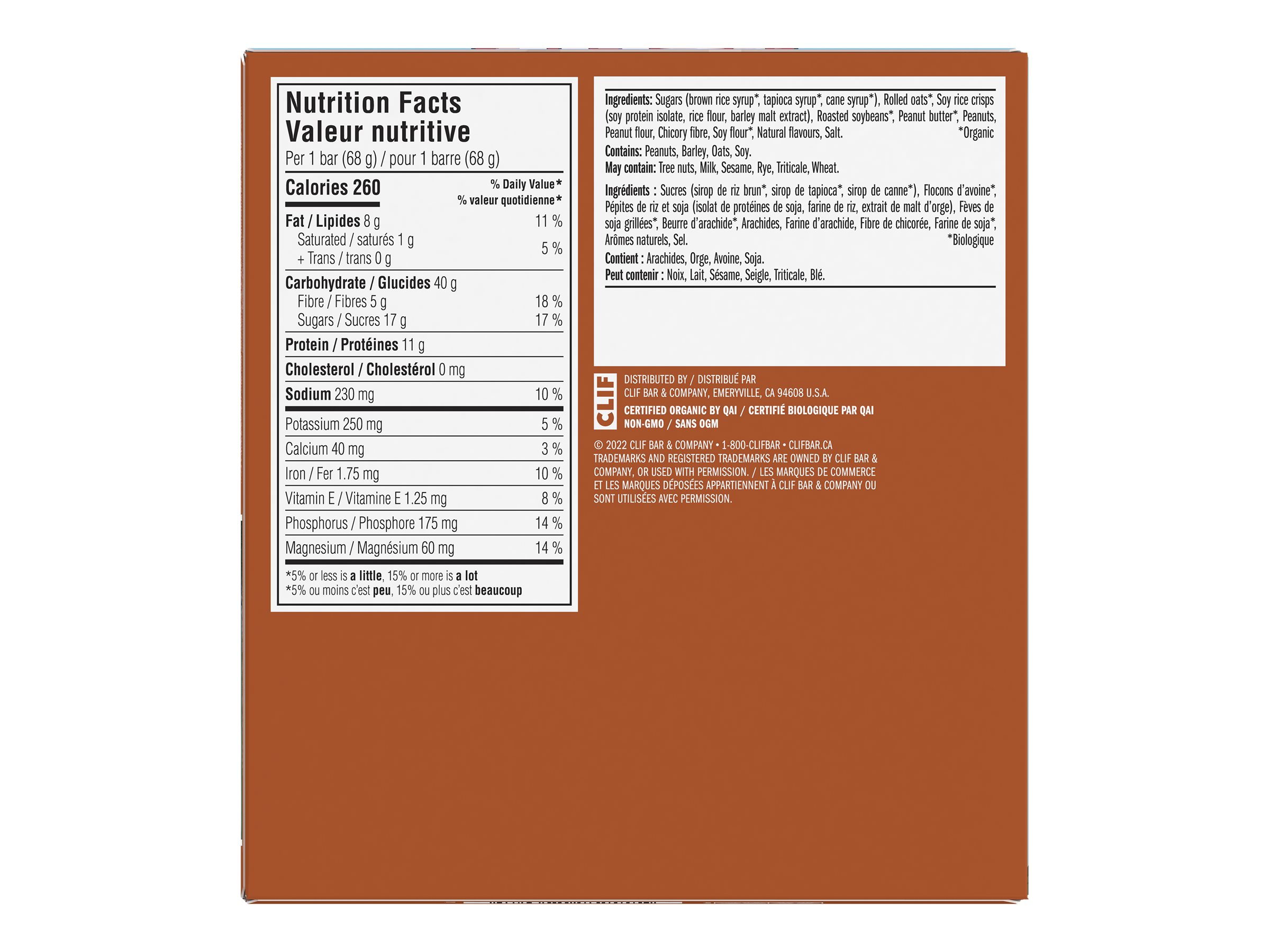 CLIF BAR CRUNCHY P/N BUTTER 6X68G