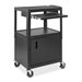 Uline Economy AV cart with cabinet - 26 x 20 x 29-42" - powder-coated steel