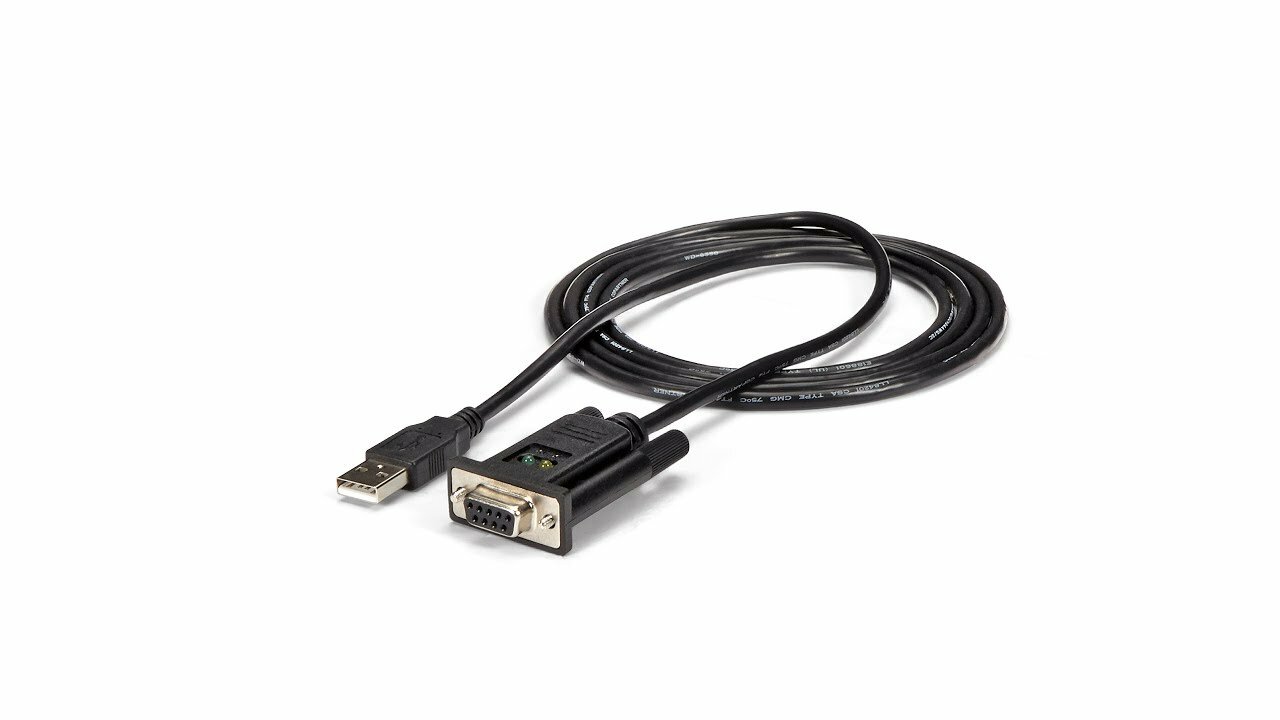 StarTech.com 6ft (1.8m) 1-Port USB to Serial RS232 Adapter - FTDI DB9 Serial DCE - Null Modem - TAA