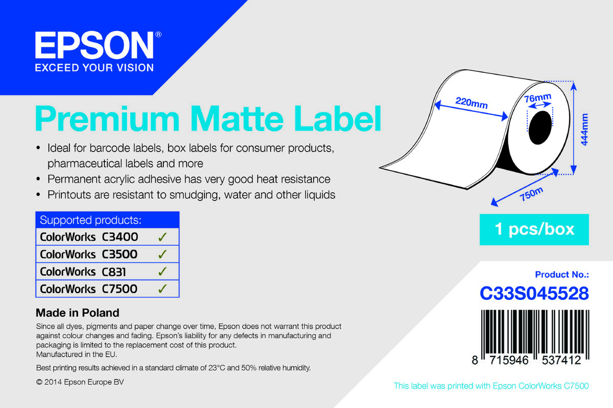 Product | Epson Premium - label continuous paper - matte - 1 roll(s ...