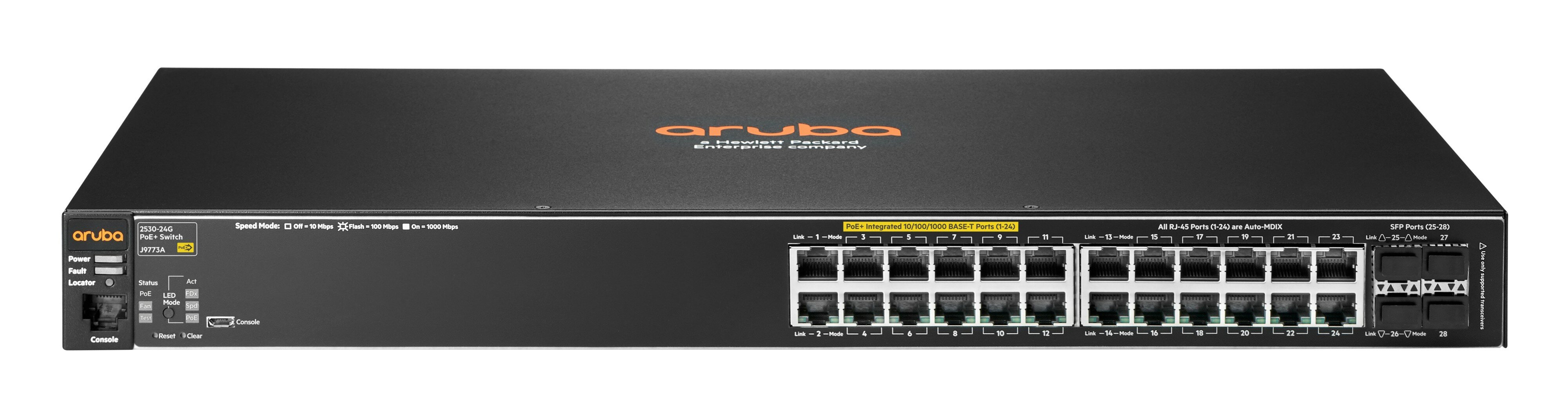 HPE Aruba 2530-24G-PoE+ - Switch - Managed - 24 x 10/100/1000 (PoE+) + 4 x Gigabit SFP - desktop ...