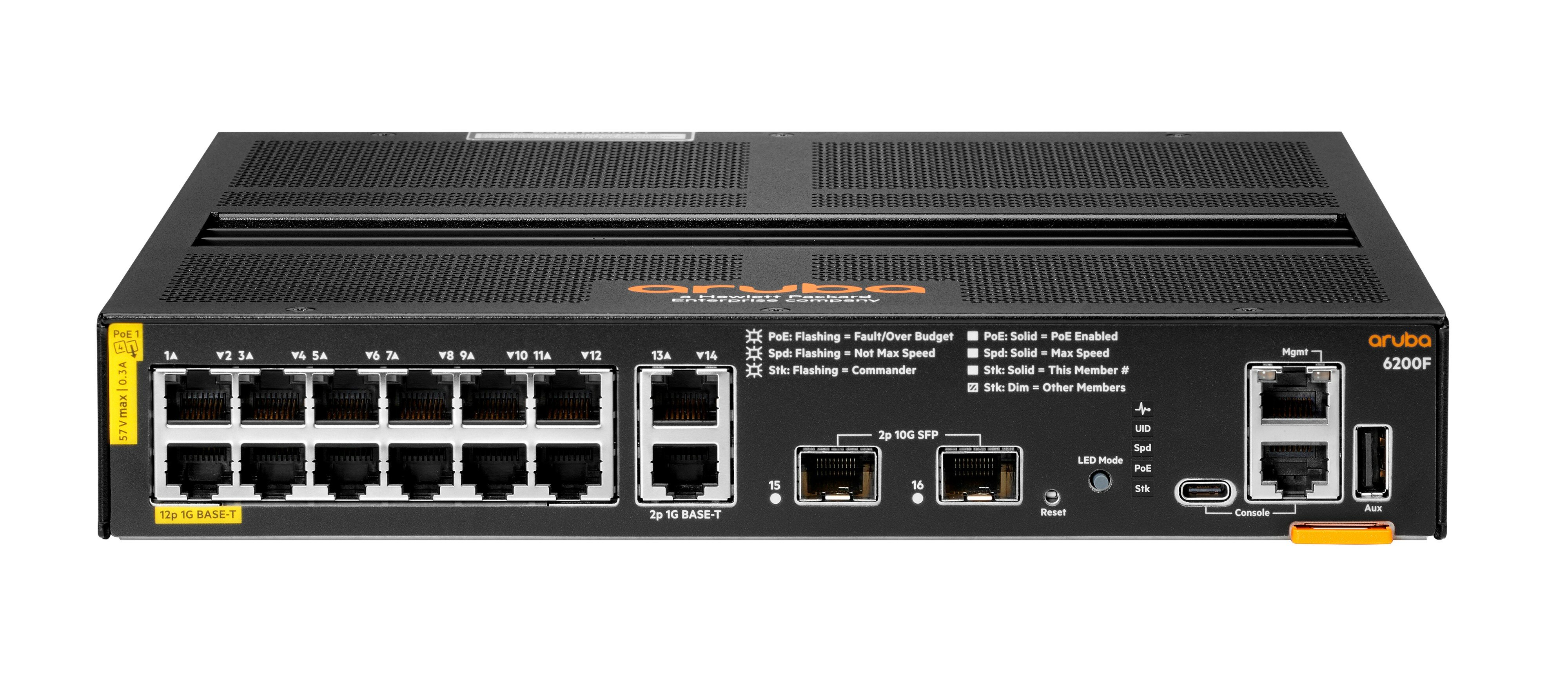 HPE Aruba 6200F 12G Class4 PoE 2G/2SFP+ 139W Switch - switch - 12 ...