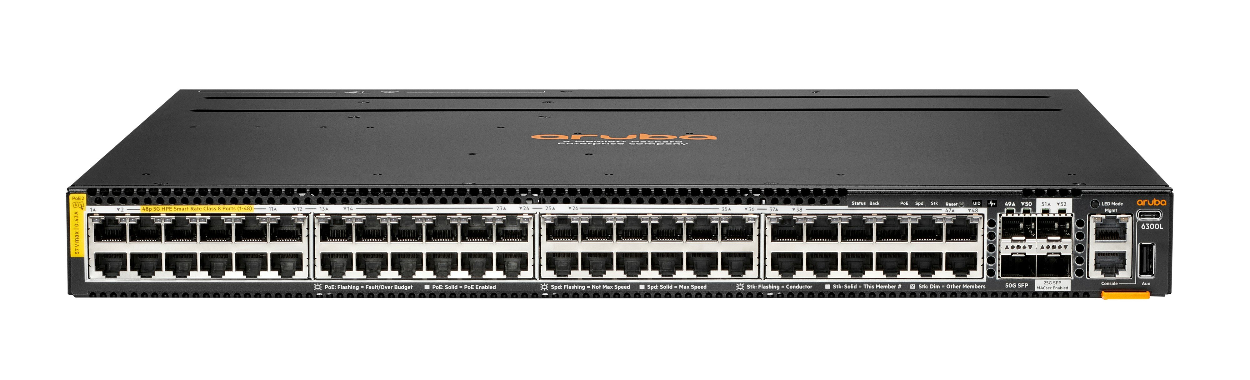 HPE Aruba Networking 6300L 48p Smart Rate 100M/1G/2.5G/5G CL8 2p SFP56 ...