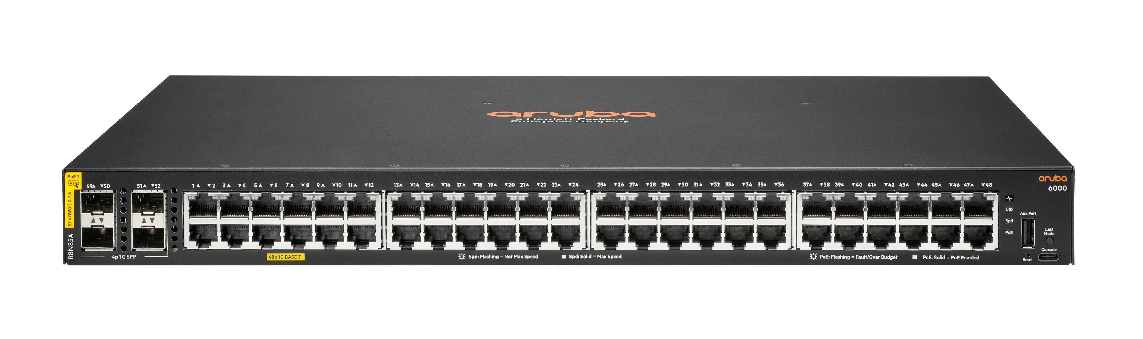 HPE Aruba 6000 48G Class4 PoE 4SFP 370W Switch - switch - 48 ports - managed - rack-mountable