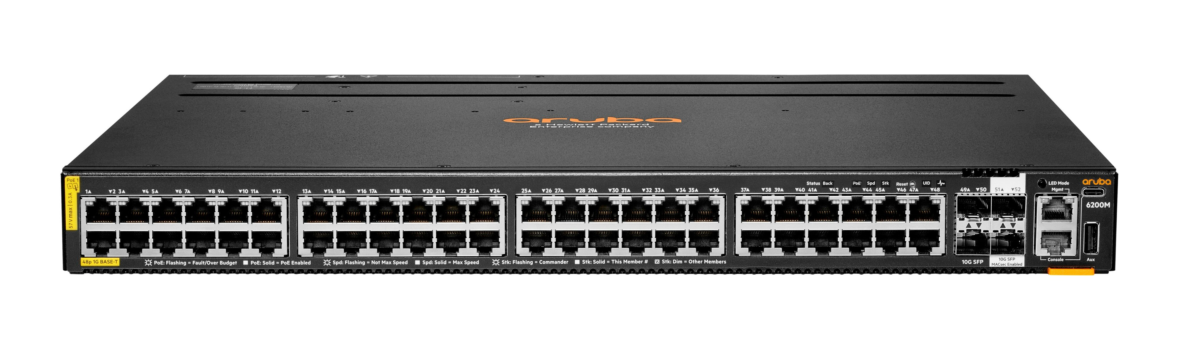 HPE Aruba 6200M 48G Class4 PoE 4SFP+ Switch - Switch - Max. Stacking Distance 10 kms - L3 ...