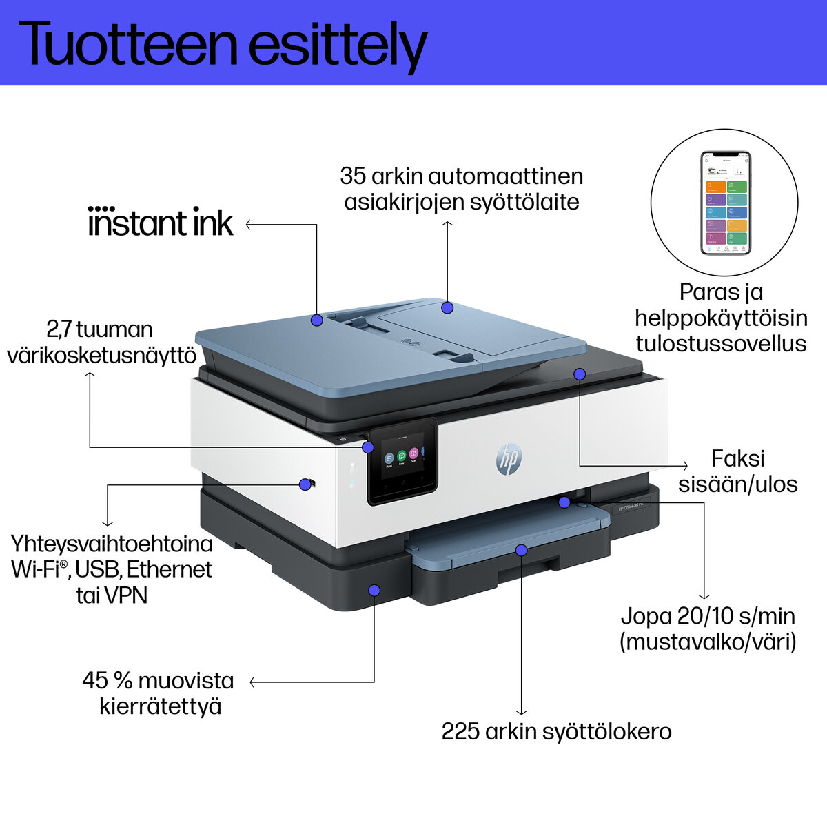 HP OfficeJet Pro 8125E All-In-One tulostin - Power.fi