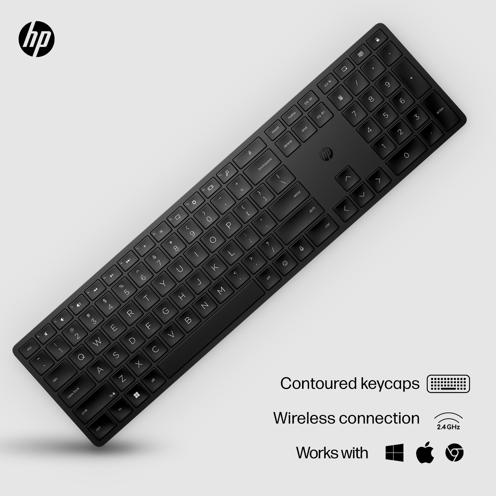 HP 450 - Keyboard - programmable - 100% - full size - wireless - 2.4 ...