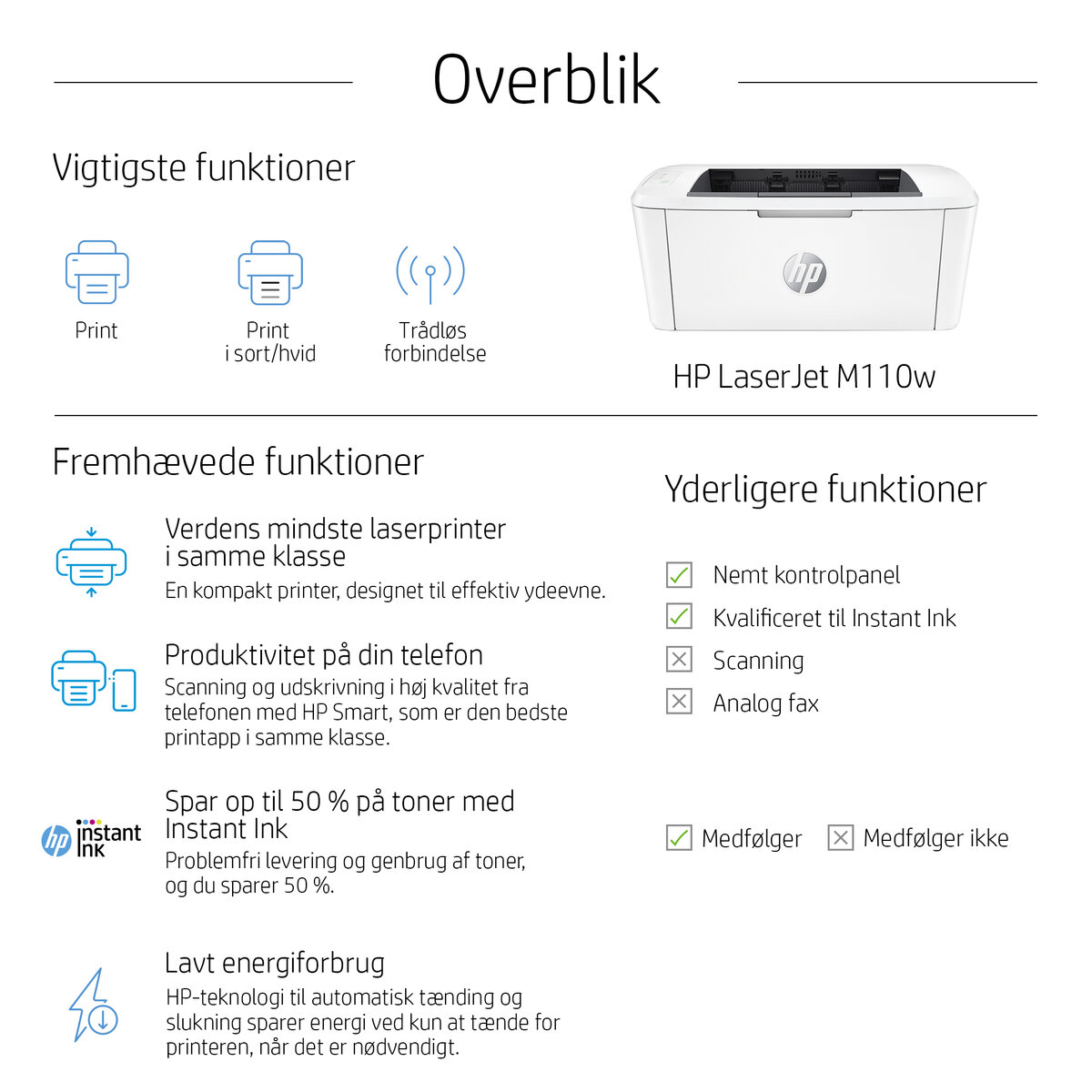 HP LaserJet M110W printer - Power.dk