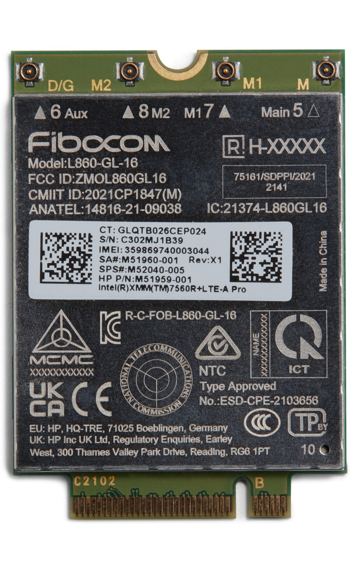 HP XMM 7560 R+ - Wireless cellular modem - 4G LTE Advanced Pro - M.2 ...