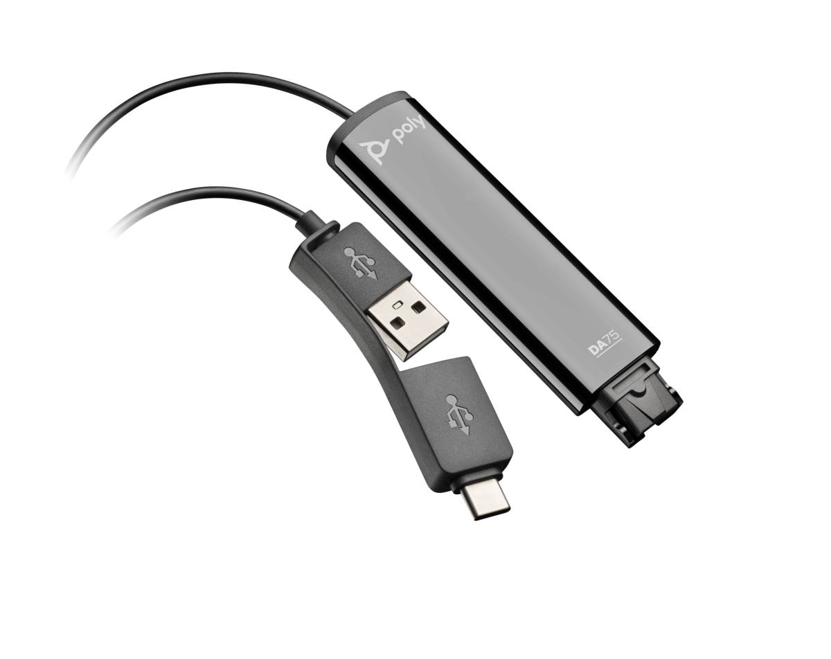 Poly DA75 - USB to QD - Black Adapter - TAA