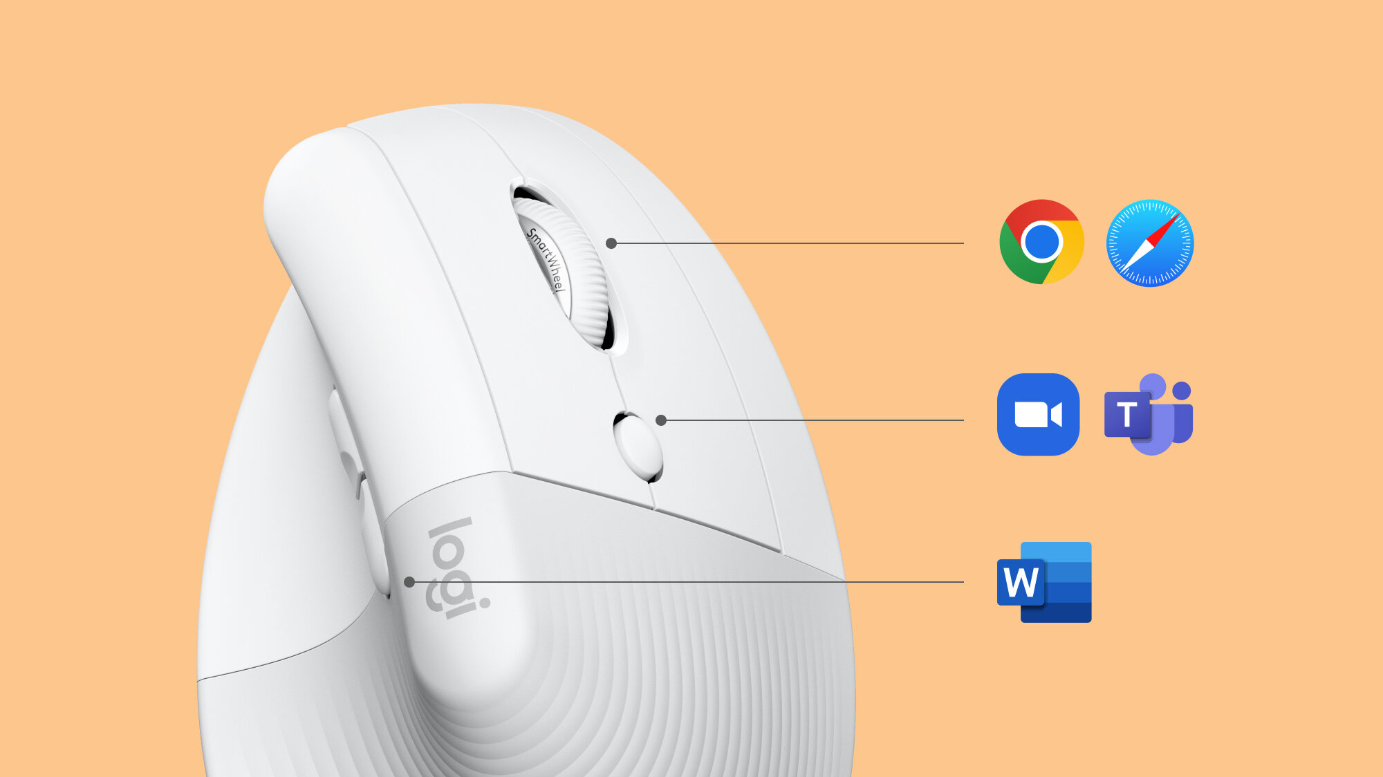 Logitech Lift Vertical Ergonomic Mouse - vertical mouse - Bluetooth, 2. ...