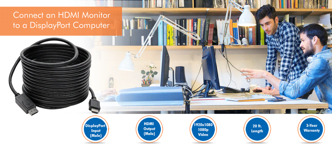 Tripp Lite 20ft DisplayPort to HDMI Adapter Converter Cable Video ...