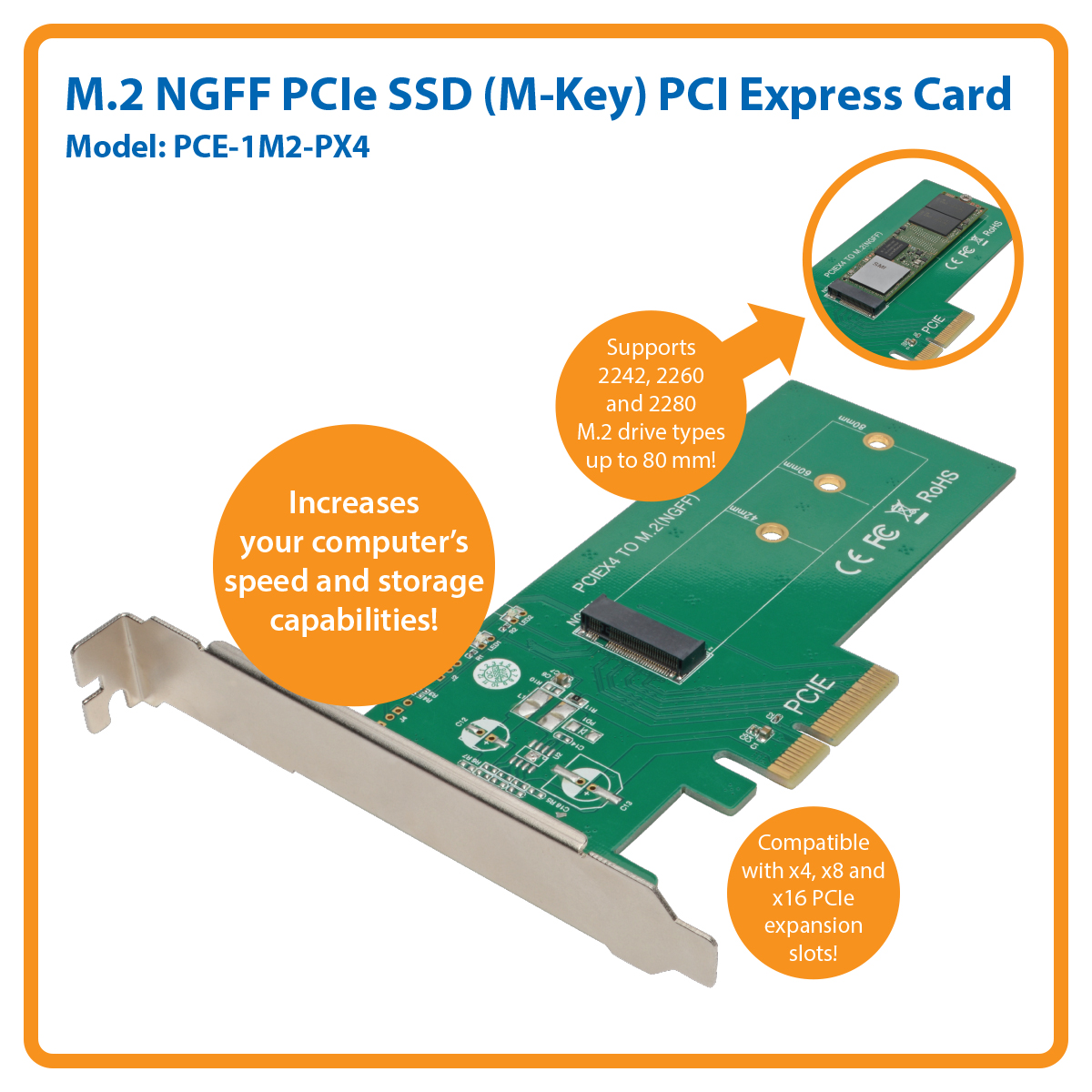 Tripp Lite M.2 NGFF PCIe SSD (M-Key) PCI Express (x4) Card - interface ...