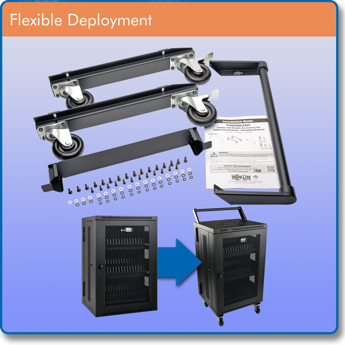 Tripp Lite Mobile Cart Conversion Kit with Handle and Rolling Caster ...