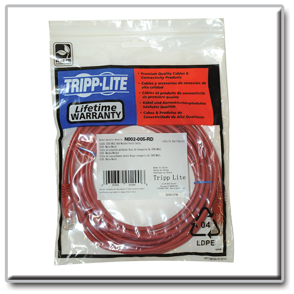 Tripp Lite 5ft Cat5e / Cat5 350MHz Molded Patch Cable RJ45 M/M Red 5 ...