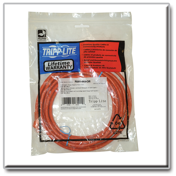 Tripp Lite 3ft Cat6 Gigabit Snagless Molded Patch Cable RJ45 M/M Orange 3' - patch cable - 3 ft ...
