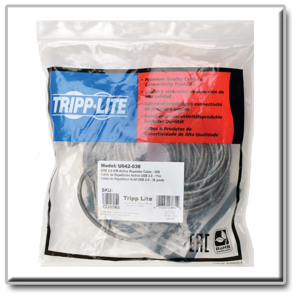 Tripp Lite 36ft USB 2.0 Hi-Speed Active Repeater Cable USB-A to USB-B M ...