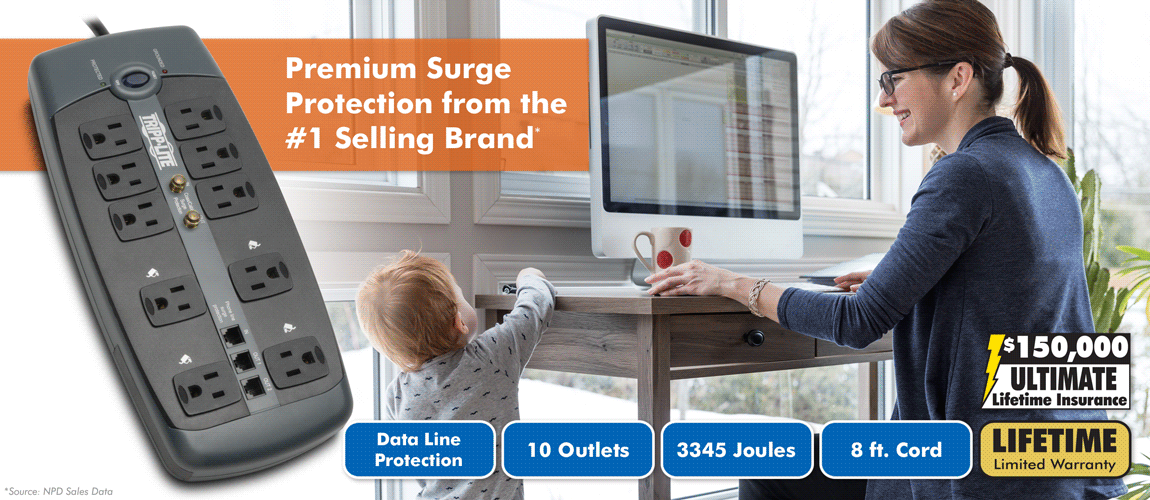 Tripp Lite Protect It! 10-Outlet Surge Protector, 8-ft. Cord, 3345 ...