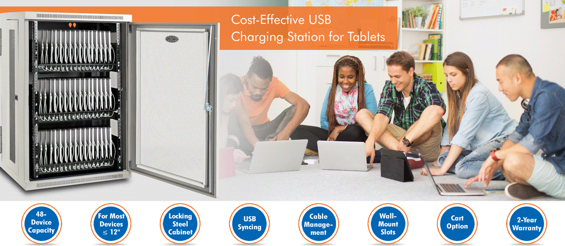 Tripp Lite Charging Sync Station 48-Port USB Tablet iPad Android White ...