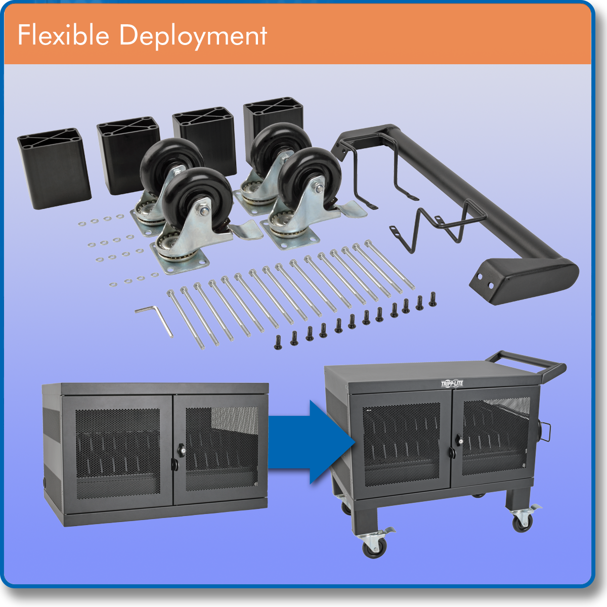 Tripp Lite Charging Station Cart Conversion Kit with Handle, Casters ...