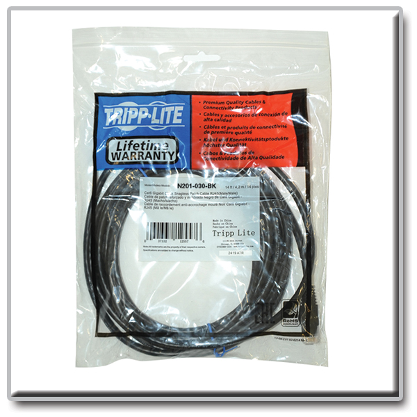 Tripp Lite 30ft Cat6 Gigabit Snagless Molded Patch Cable RJ45 M/M Black ...