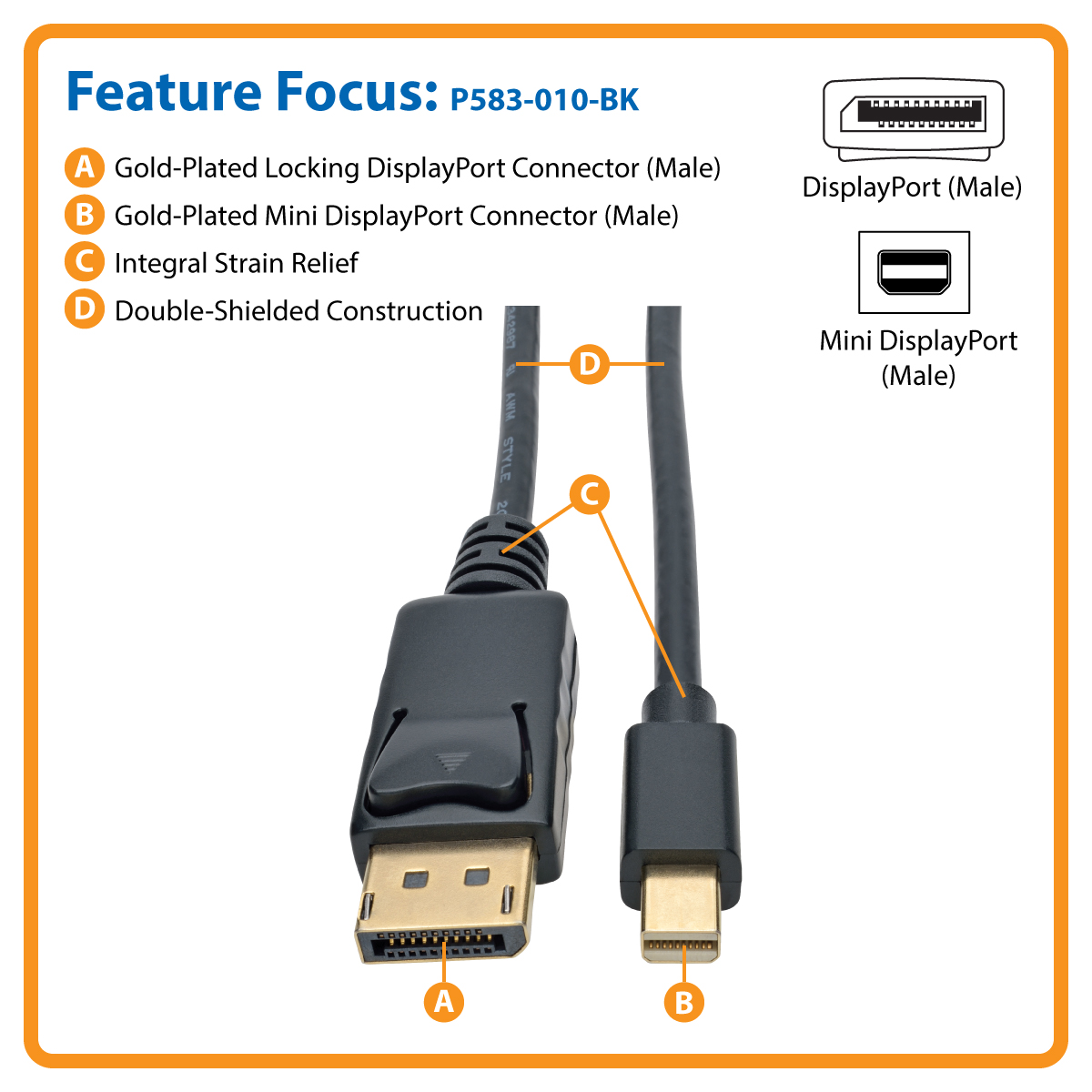 Tripp Lite Mini DisplayPort to DisplayPort 4K @ 30 Hz Adapter Cable (M ...