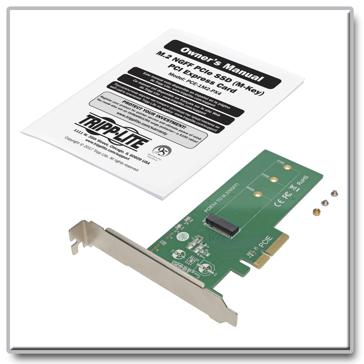 Tripp Lite M.2 NGFF PCIe SSD (M-Key) PCI Express (x4) Card - interface ...
