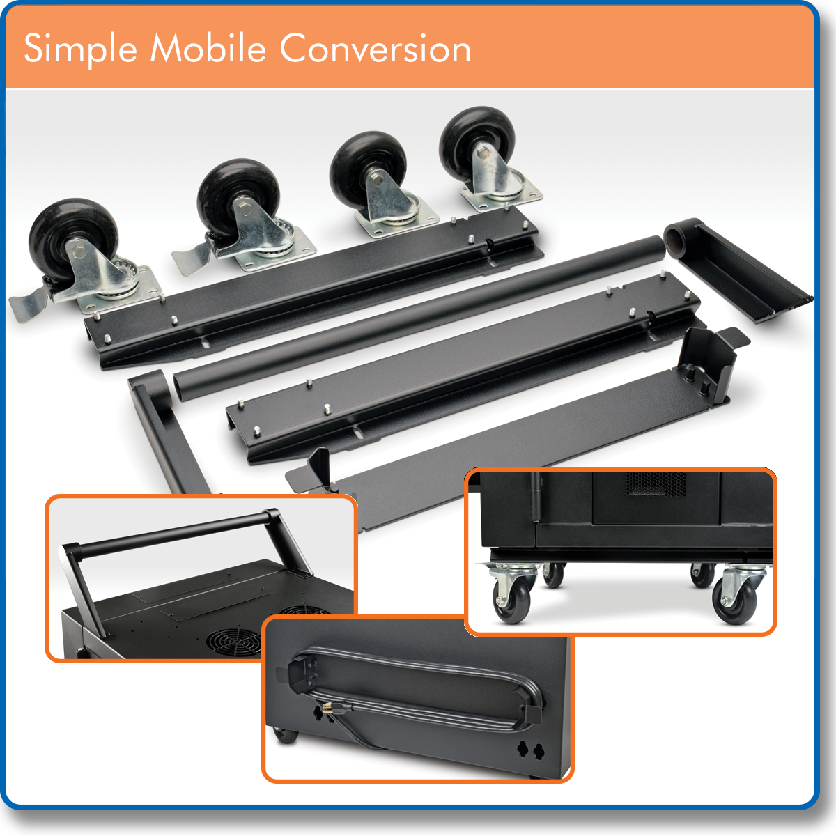 Tripp Lite Mobile Cart Conversion Kit with Handle and Rolling Caster ...