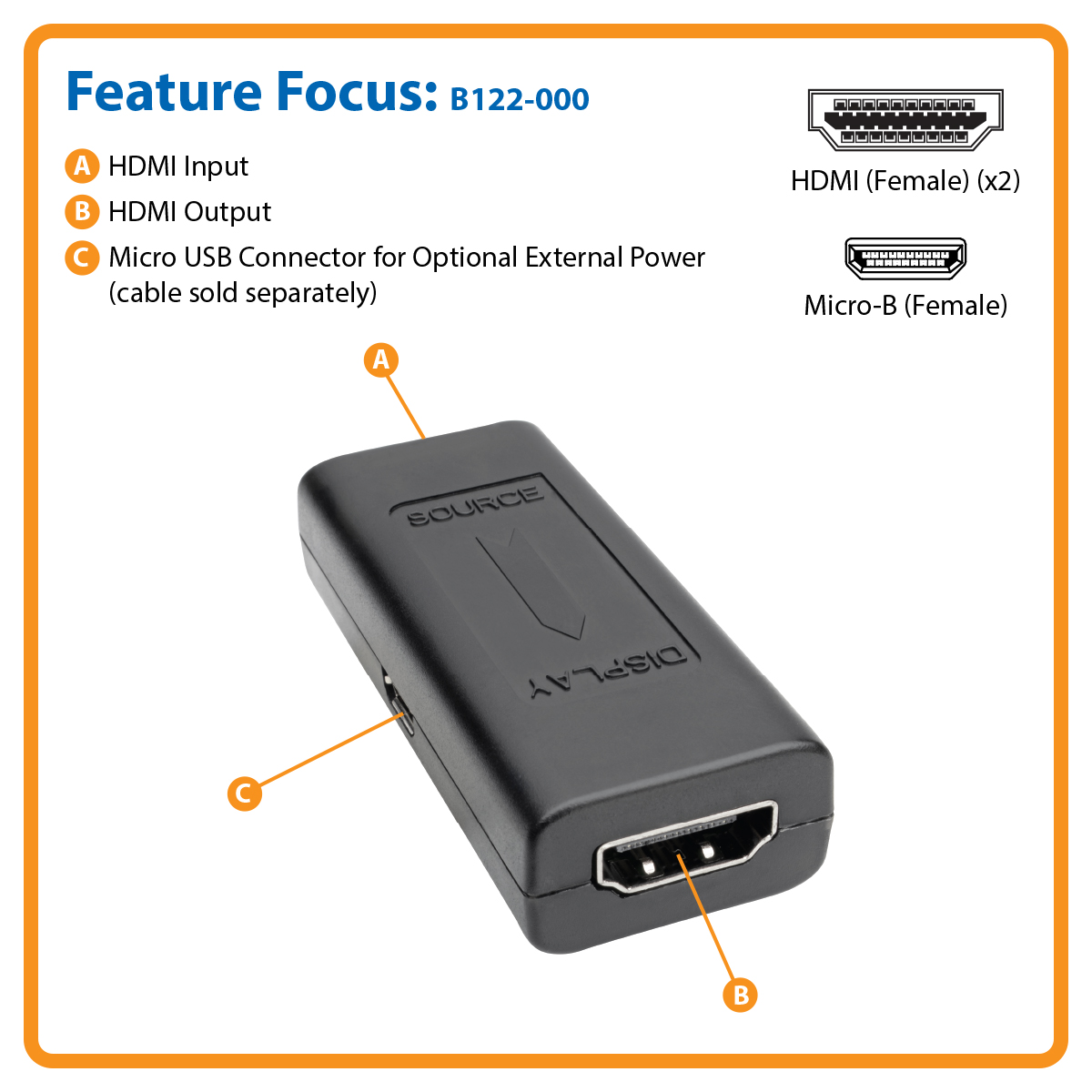 Tripp Lite HDMI In-Line Signal Booster Video Extender 1920x1200 24Hz ...