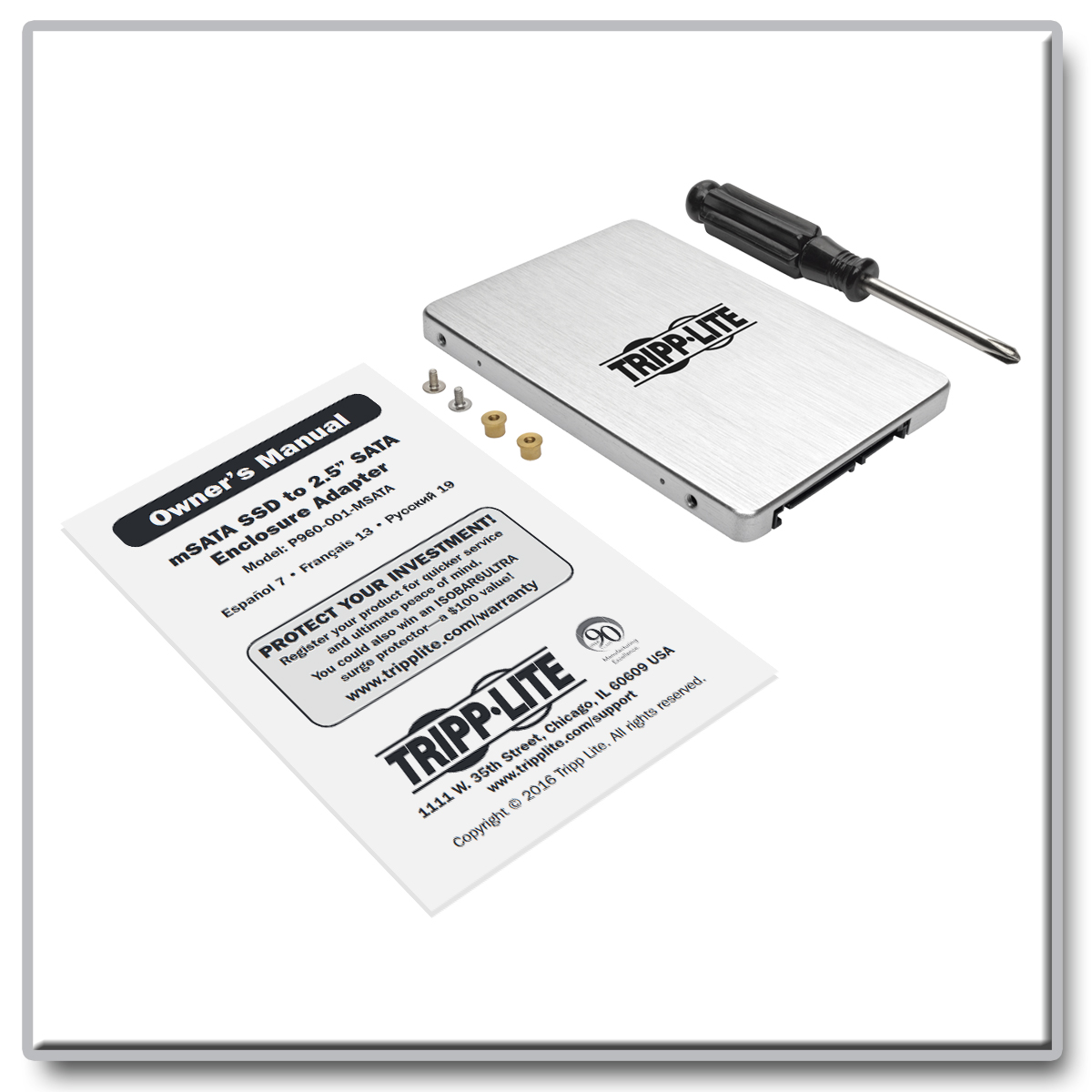 Tripp Lite mSATA SSD to 2.5in SATA Enclosure Adapter Converter Dock Station - storage bay adapter