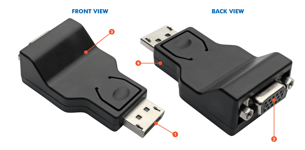 Tripp Lite DisplayPort to VGA Adapter Active Converter DP to VGA M/F ...