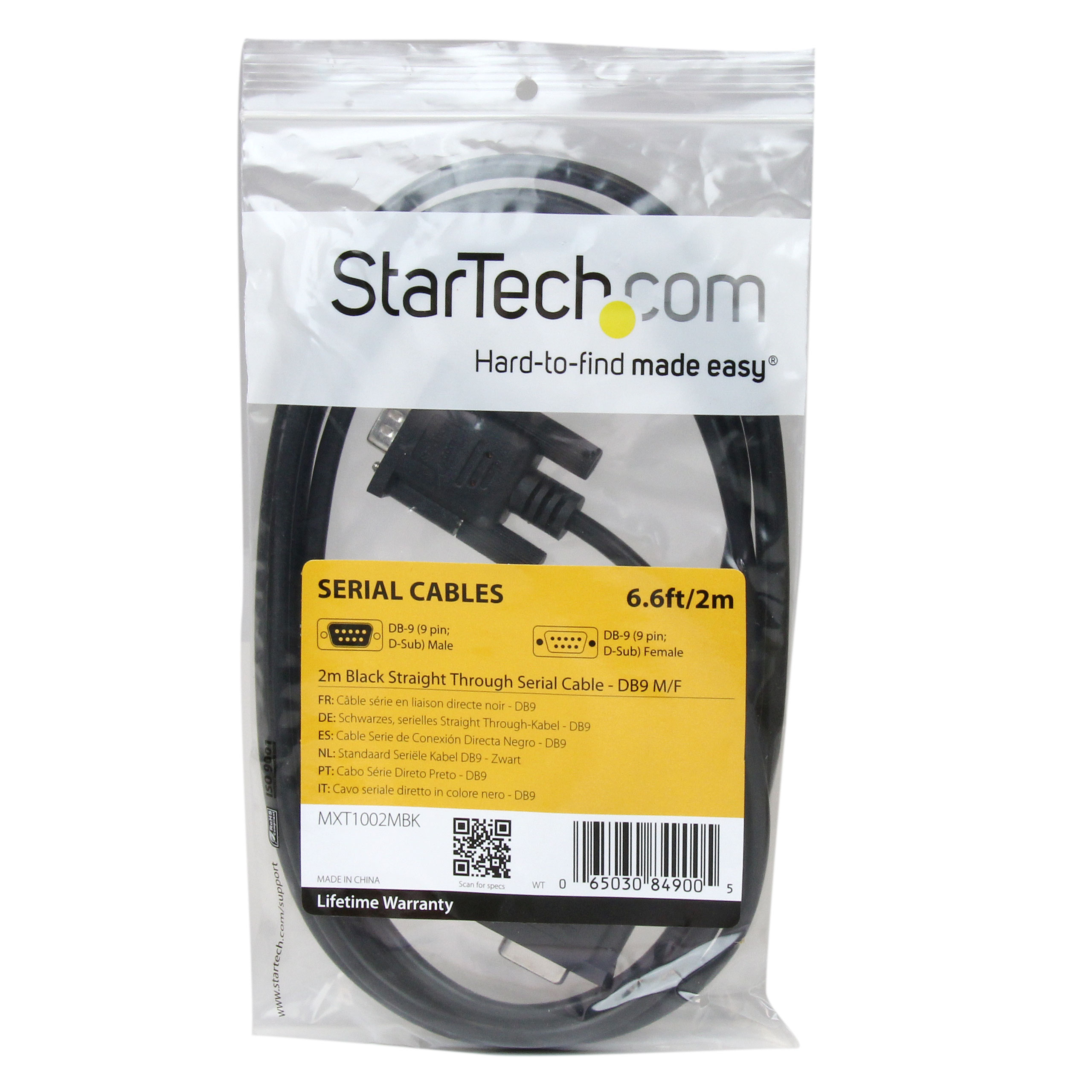 StarTech.com 2m Black Straight Through DB9 RS232 Serial Cable - M/F