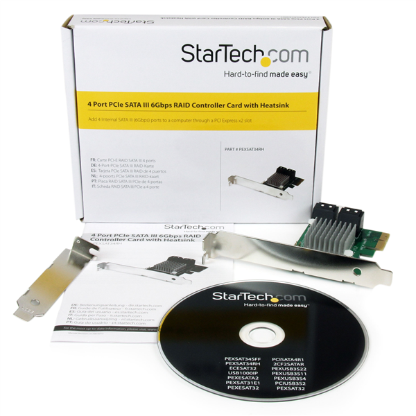 StarTech.com 4 Port PCI Express 2.0 SATA III 6Gbps RAID Controller Card ...