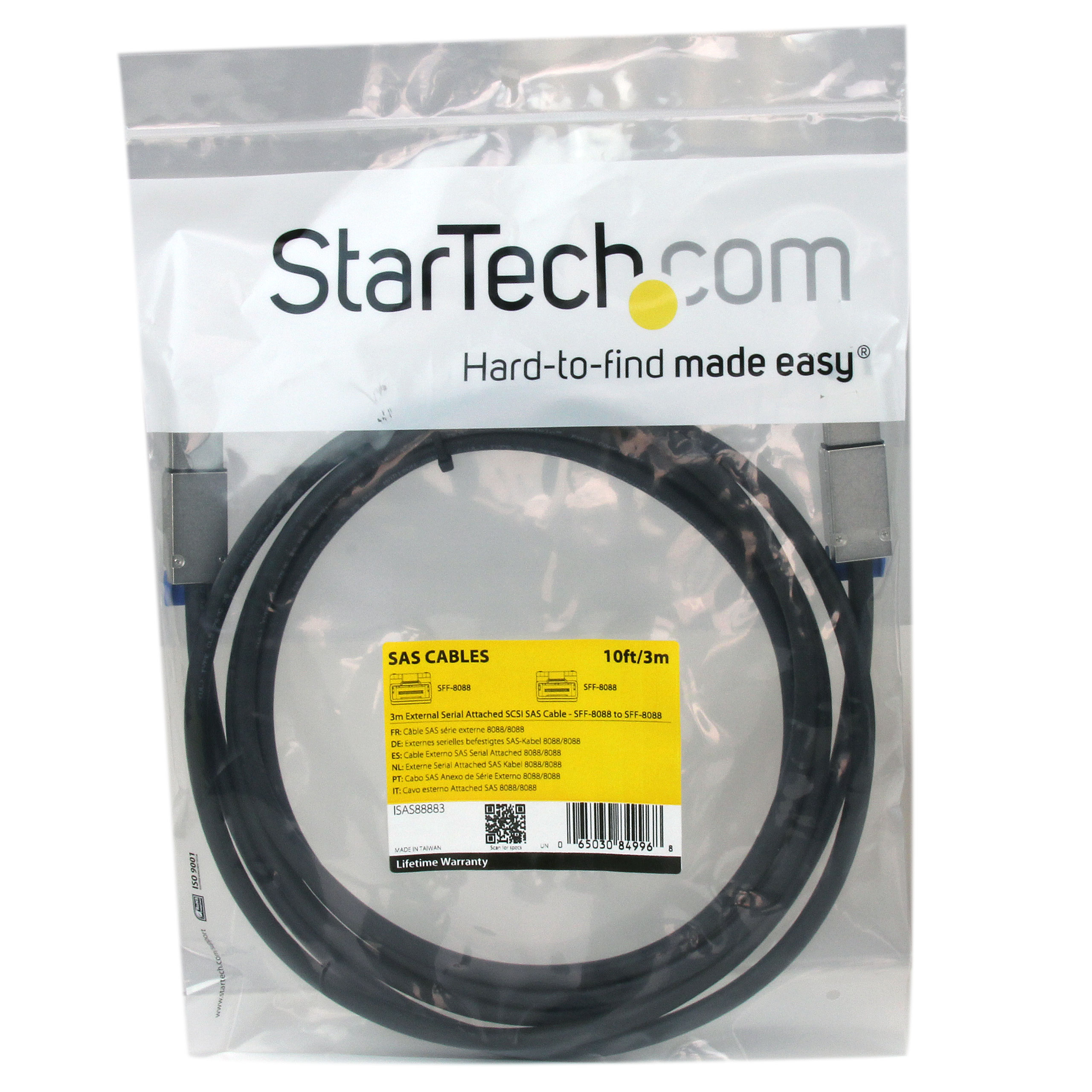 StarTech.com 3m External Mini SAS Cable - Serial Attached SCSI SFF-8088 ...