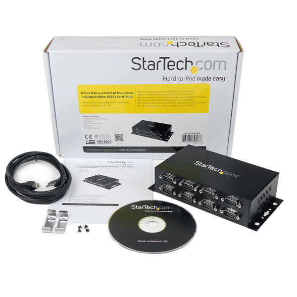 StarTech.com 8 Port USB to DB9 RS232 Serial Adapter Hub – Wall Mountable