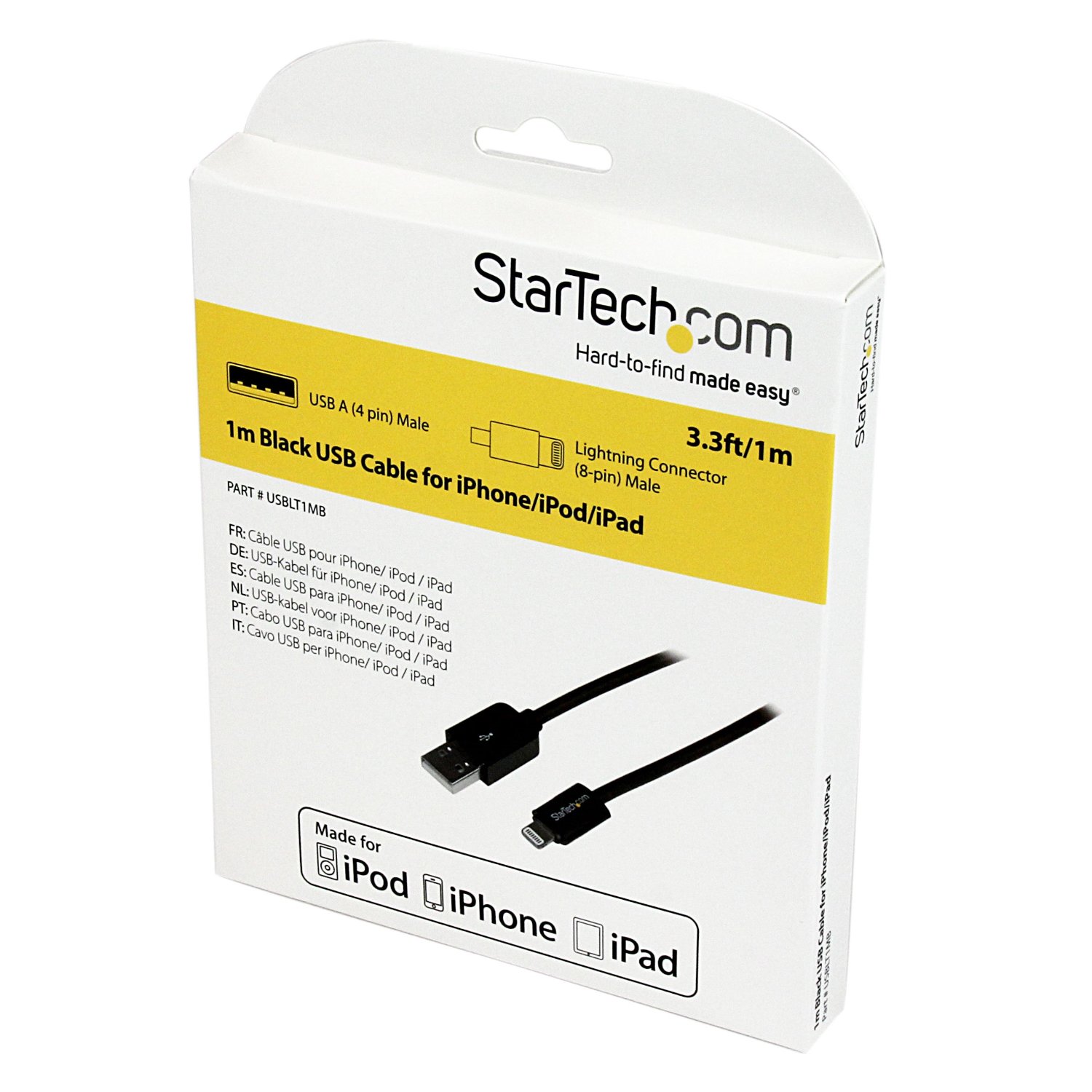 StarTech.com 1m / 3ft Black Apple Lightning to USB Cable - iPhone iPod iPad
