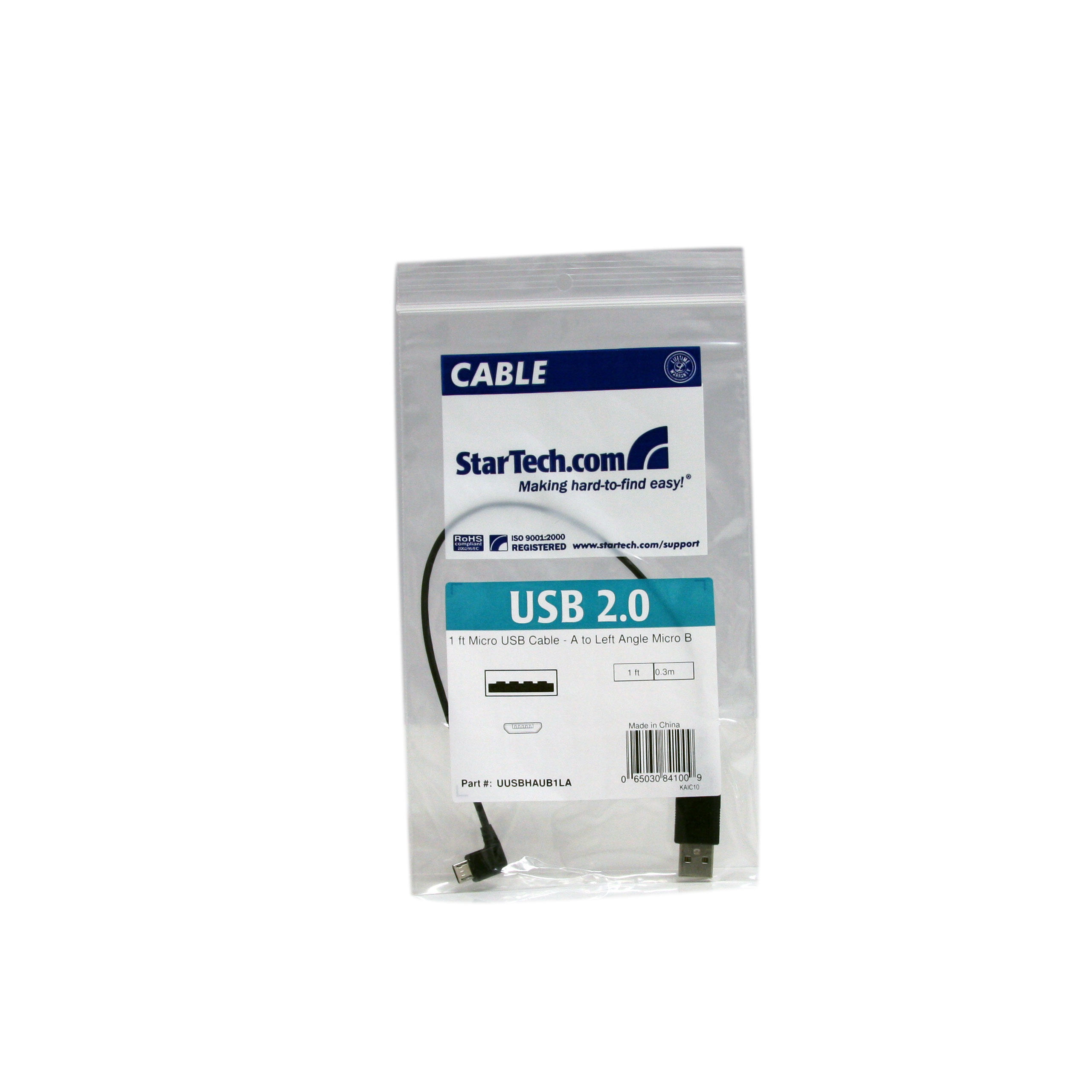 StarTech.com 1 ft Micro USB Cable - A to Left Angle Micro B
