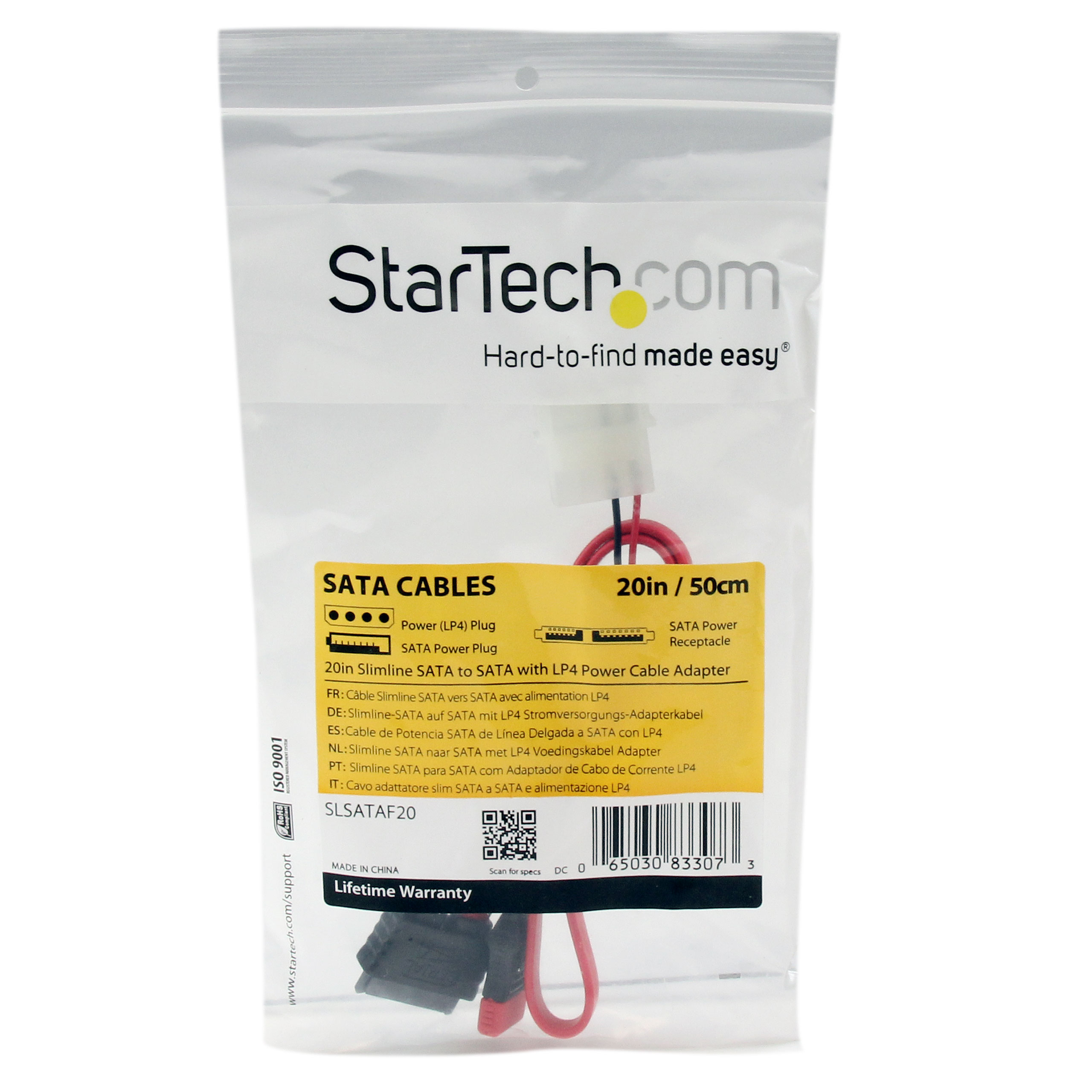 Sata Power Splitter StarTech 12" (30.5cm) Slimline SATA To SATA With ...