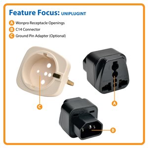 Tripp Lite Power Plug Adapter for IEC-320-C13 Outlets - power connector ...