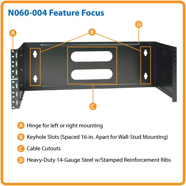 Tripp Lite 4U Hinged Wall Mount Patch Panel Bracket TAA GSA - patch ...