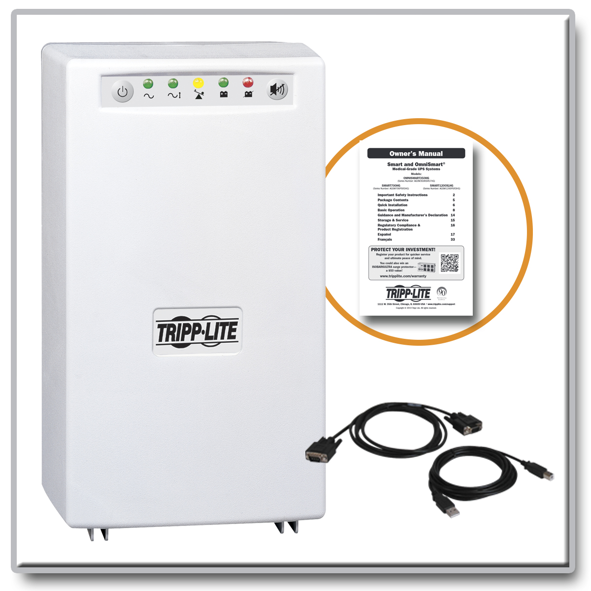 Tripp Lite UPS Smart 700VA 450W Tower AVR Hospital Medical 120V USB DB9 ...