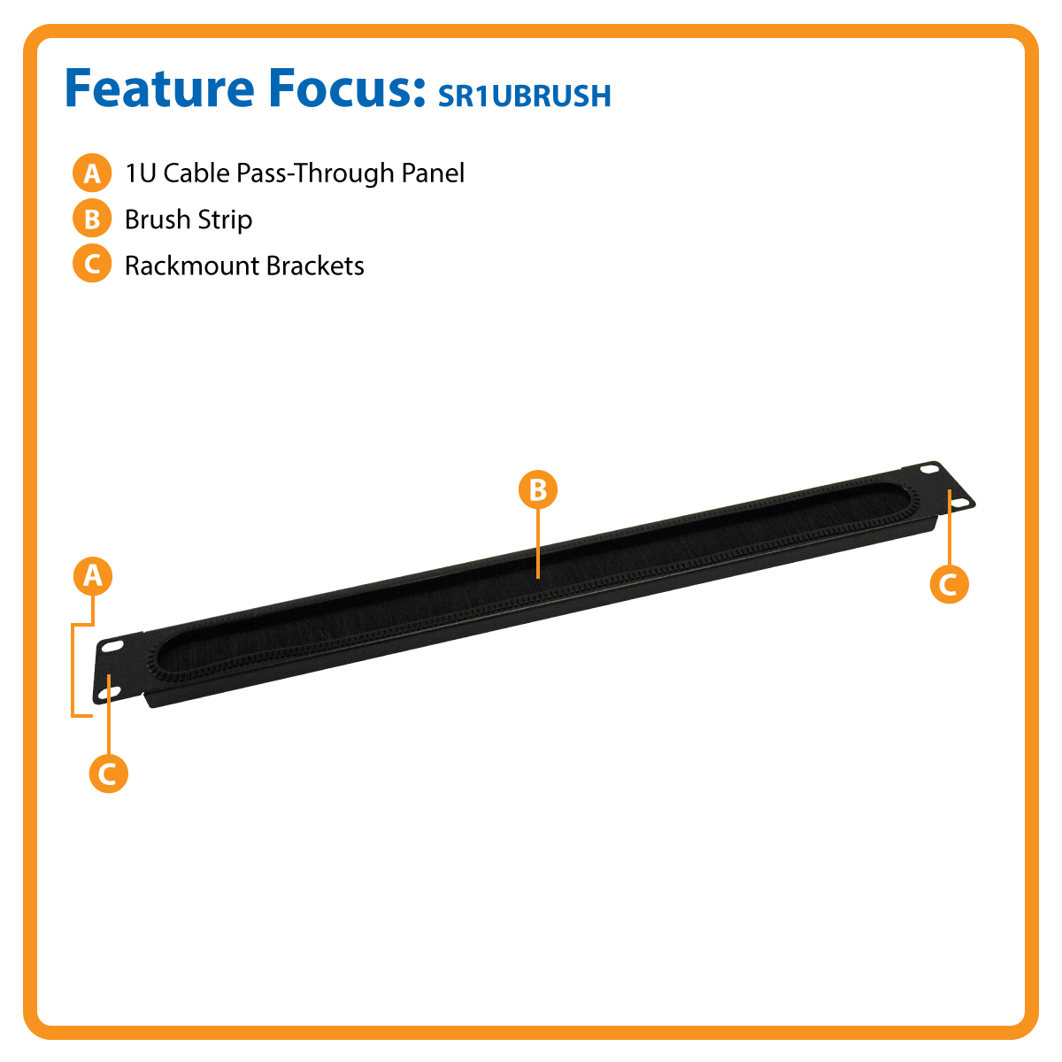 Tripp Lite Rack Enclosure Cabinet Cooling Horizontal Brush Strip 1URM ...