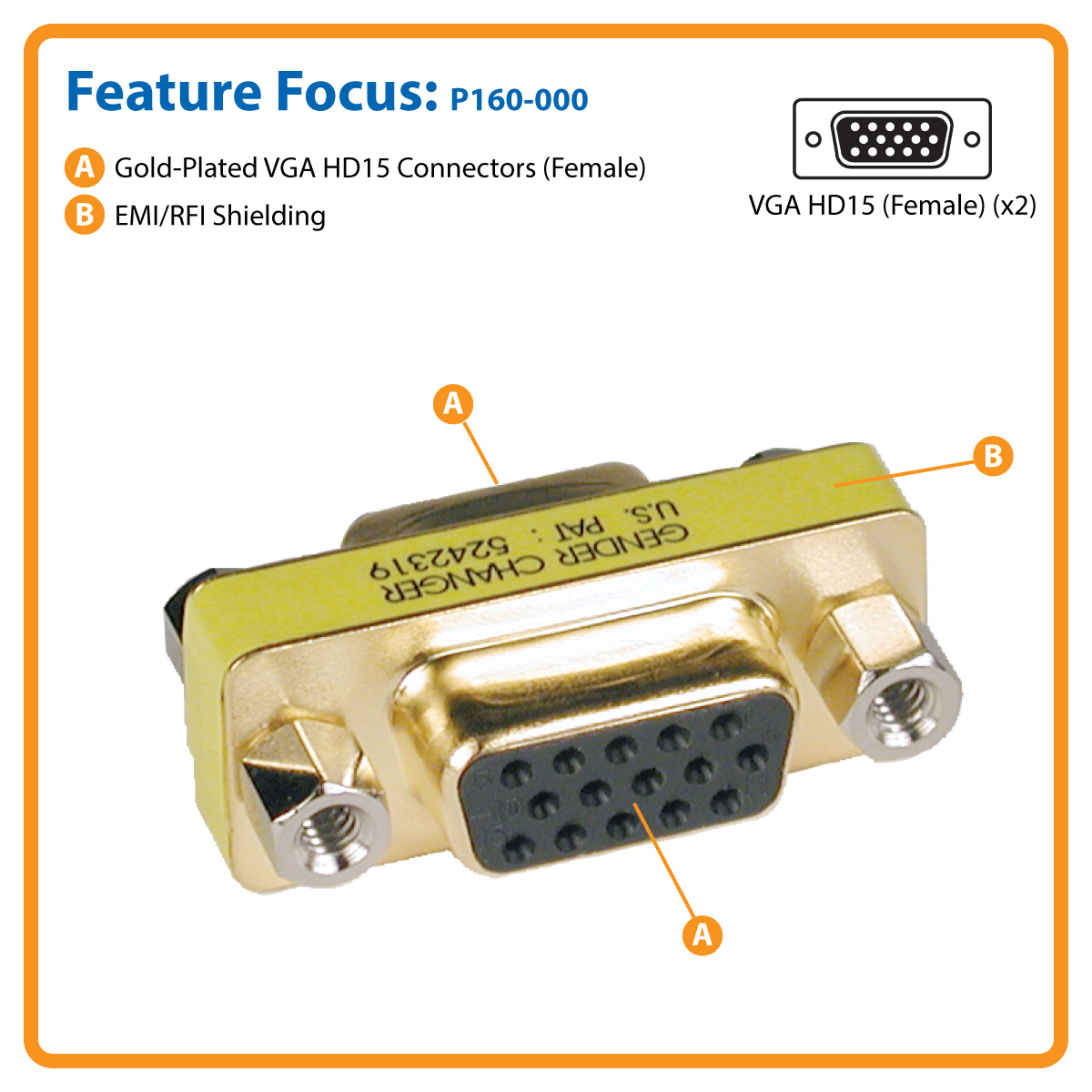 Tripp Lite Compact / Slimline Gold VGA Video Coupler Gender Changer ...