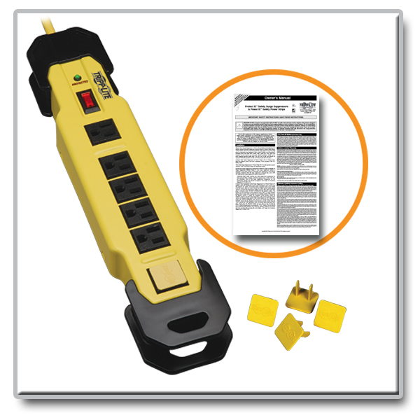 Tripp Lite Safety Surge Protector Strip 120V 6 Outlet 15' Cord OSHA ...