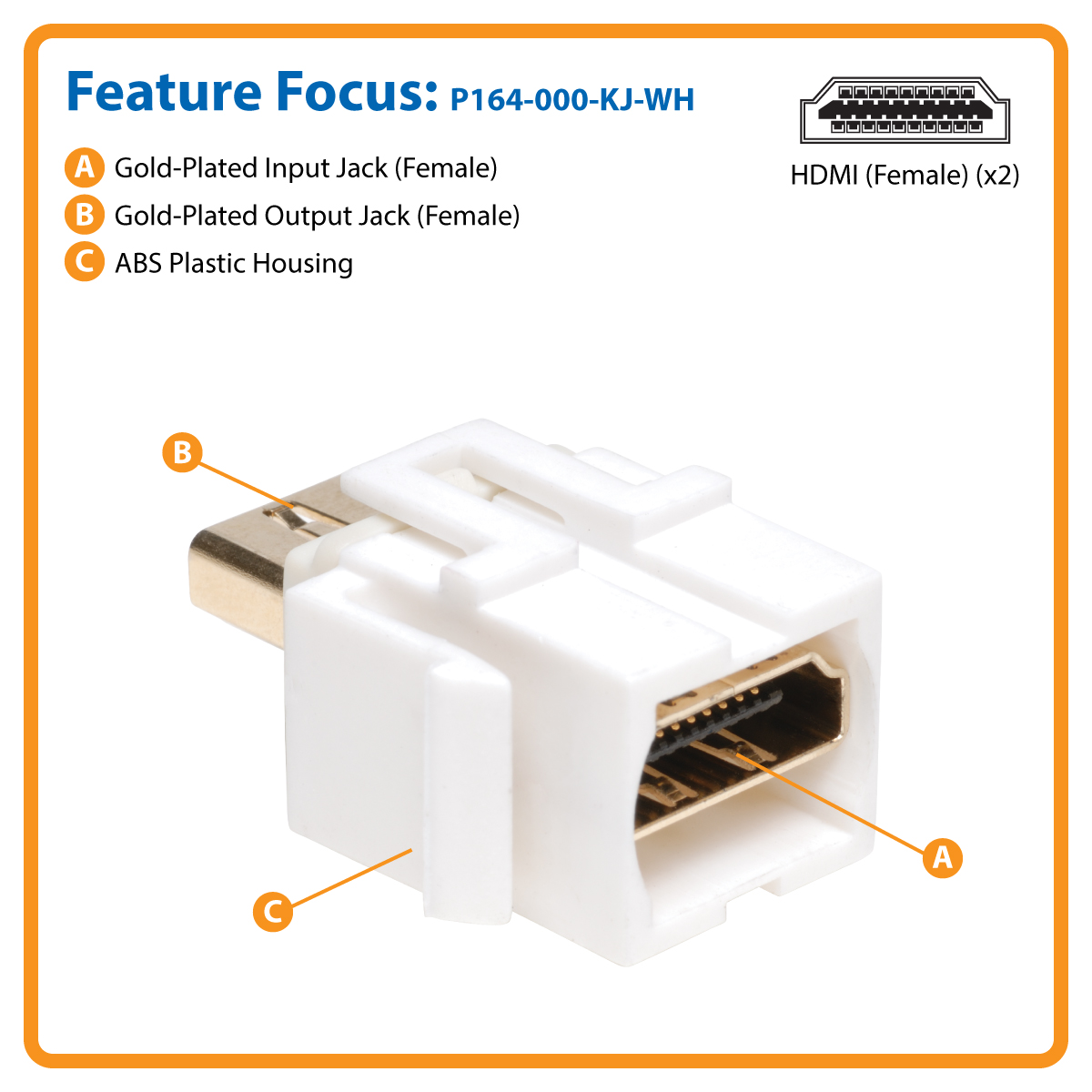 Tripp Lite HDMI Keystone Jack Snap-in Insert Module Coupler F/F White ...