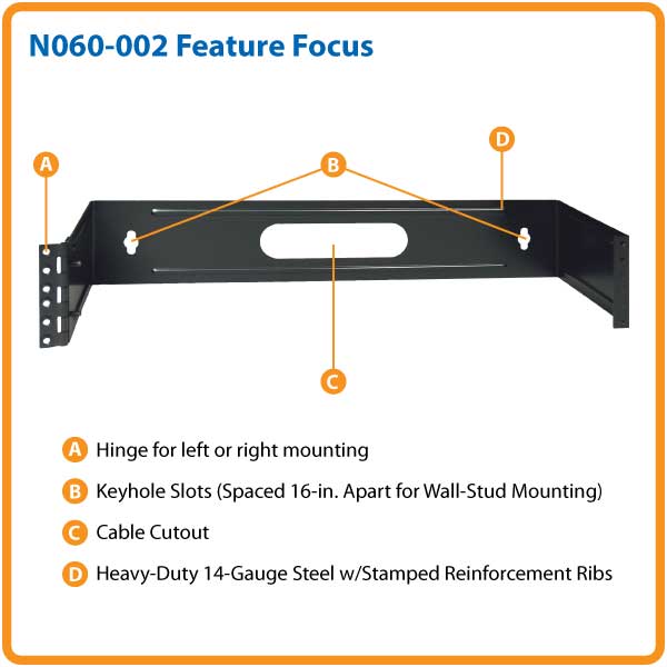 Tripp Lite 2U Hinged Wall Mount Patch Panel Bracket TAA GSA - patch ...