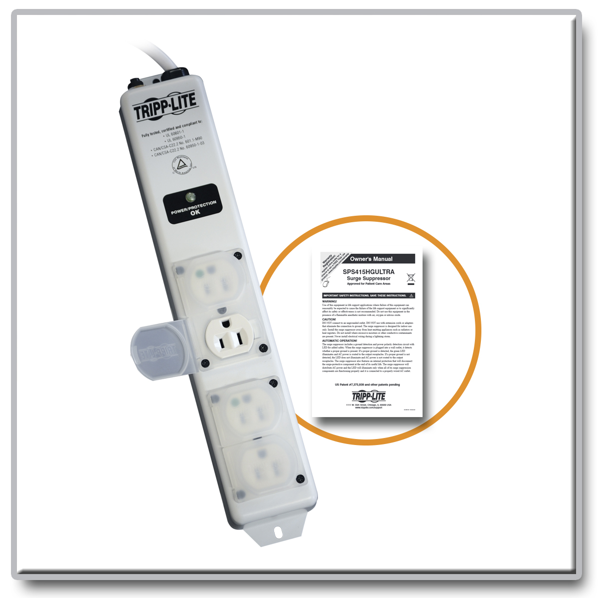 Tripp Lite Safe-IT Surge Protector Power Strip Medical Hospital ...