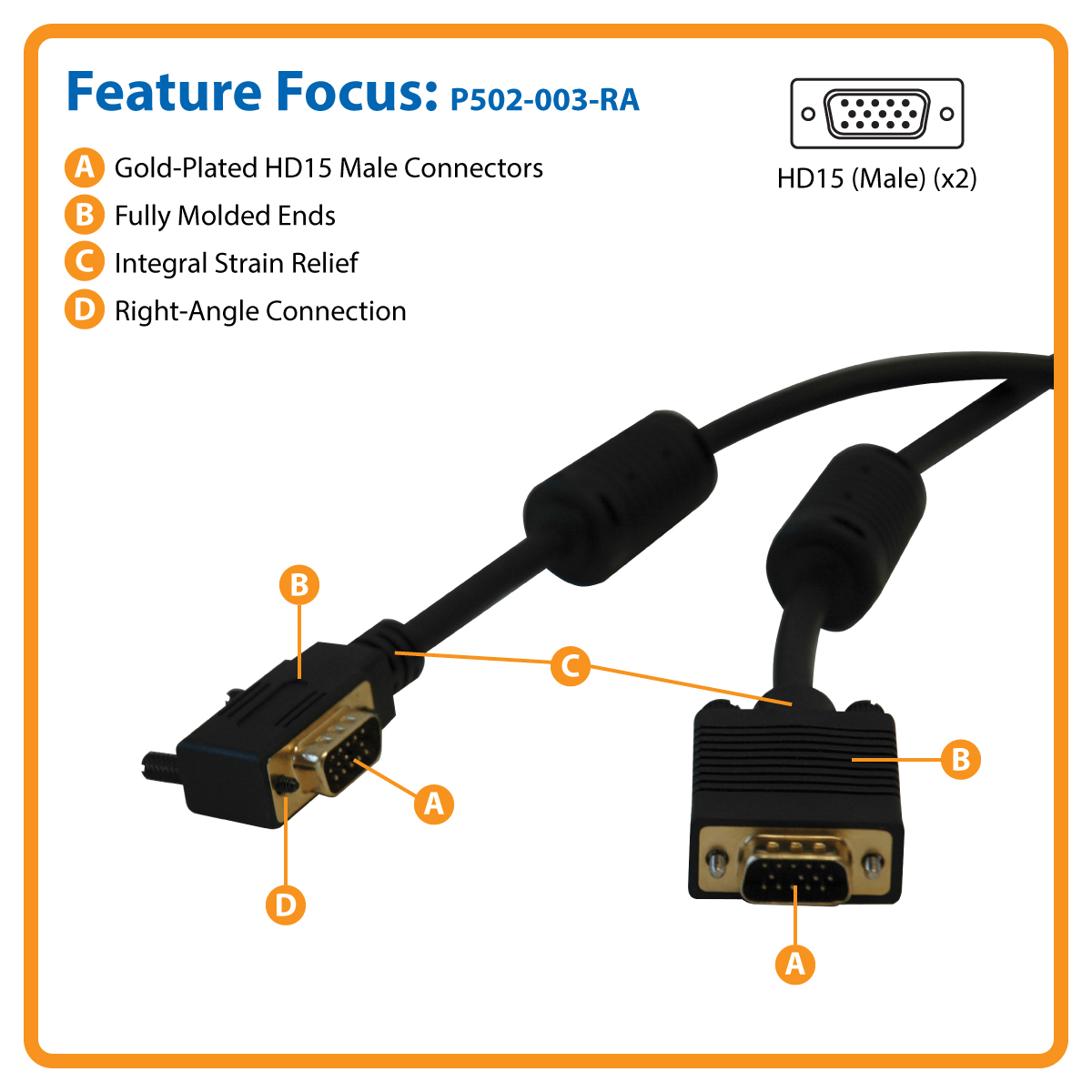 Tripp Lite 3ft VGA Coax Monitor Cable with RGB High Resolution Right ...