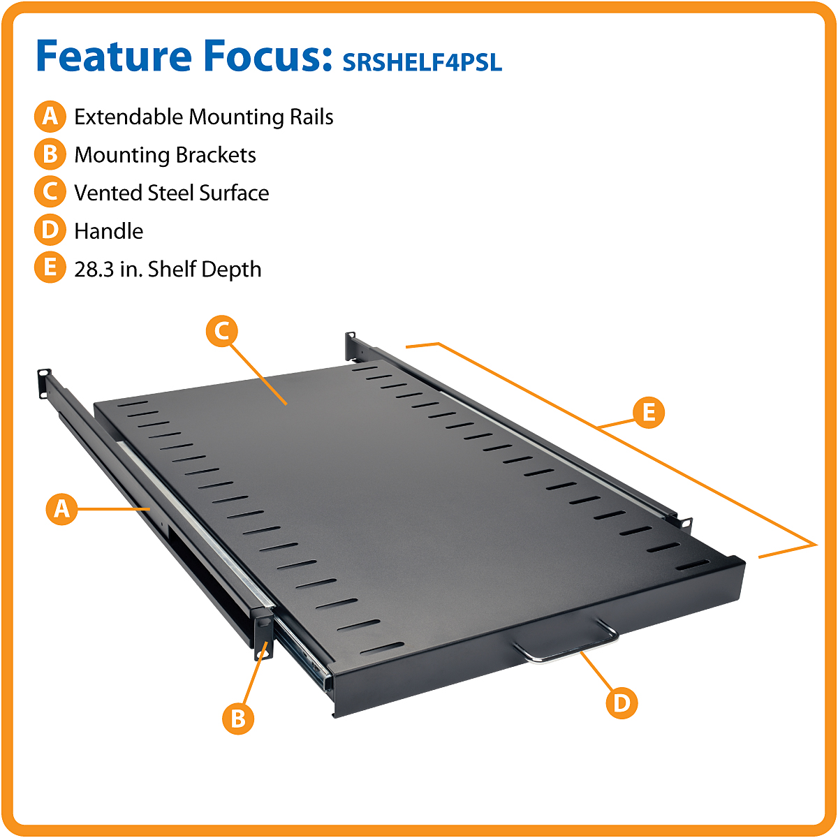 Tripp Lite Rack Enclosure Cabinet Standard Sliding Shelf 50lb Capacity ...