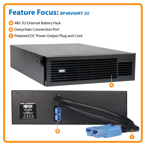 Tripp Lite 48V 3U Rackmount External Battery Pack Enclosure / DC ...